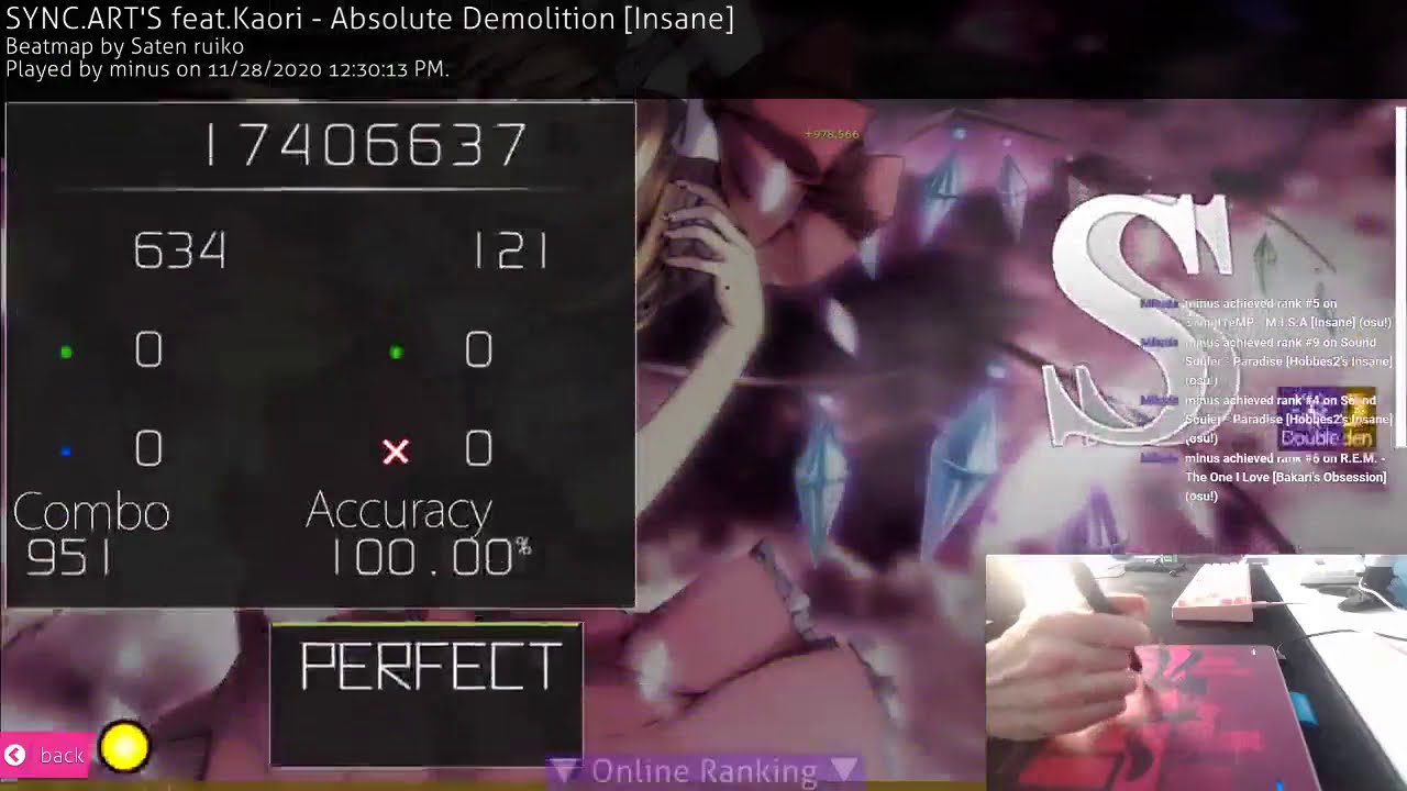 (LIVEPLAY) SYNC.ART'S feat.Kaori - Absolute Demolition [Insane] +HDDT SS - YouTube