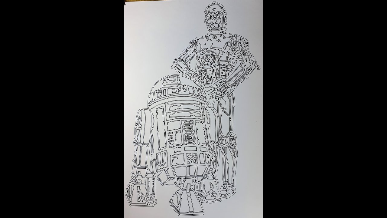 Amazing Star Wars R2D2 + C3PO Time Lapse Drawing on AxiDraw! - YouTube