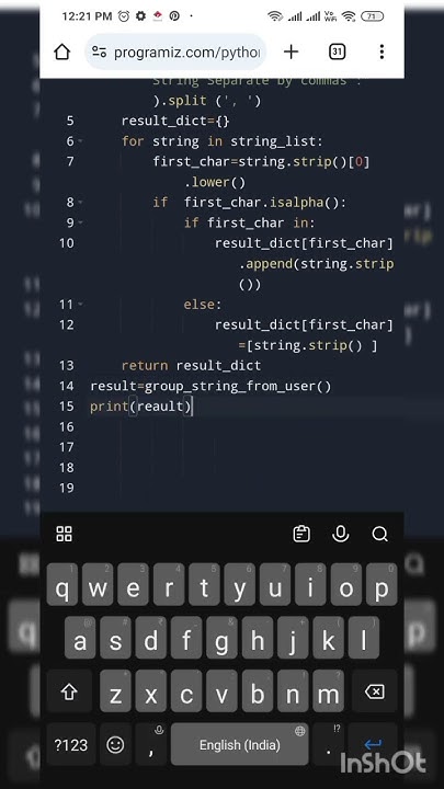 Python Program Create Dictionary From List Of String 1st Character As A Key Pythonprogram