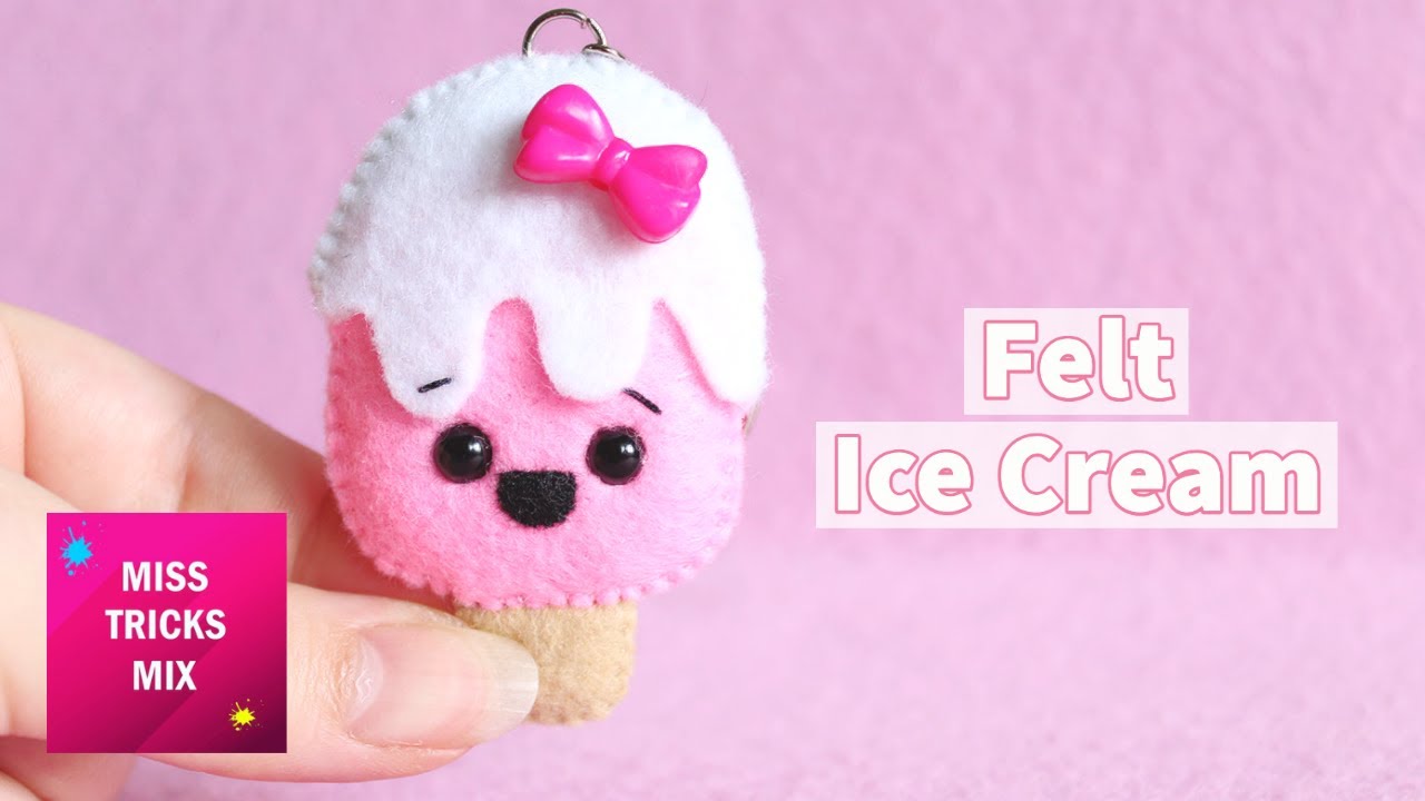 DIY Cute Ice Cream Felt Keychain Plush | Kawaii Craft | Felt Craft ...