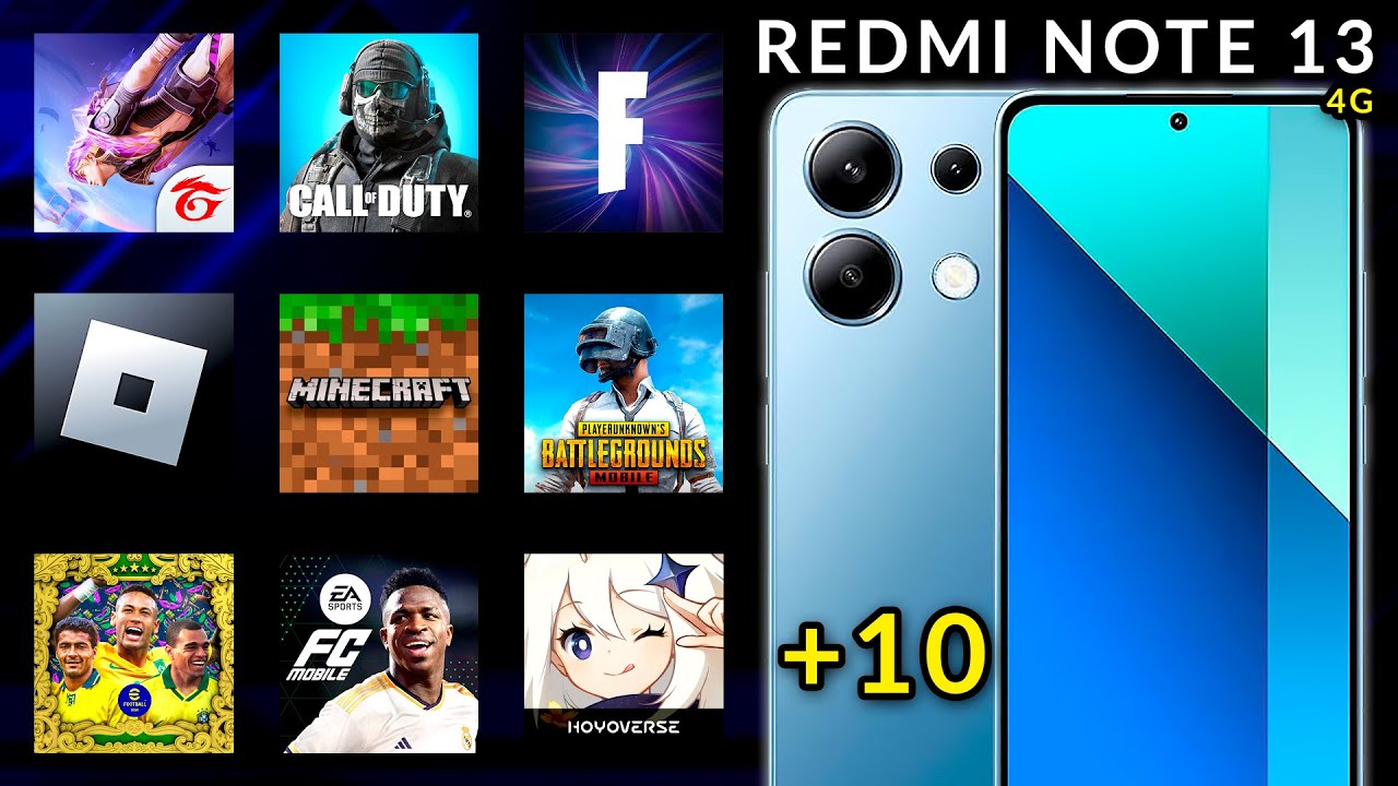 REDMI NOTE 13 4G EM JOGOS - Free Fire, Call of DUTY, Roblox, eFootball ...