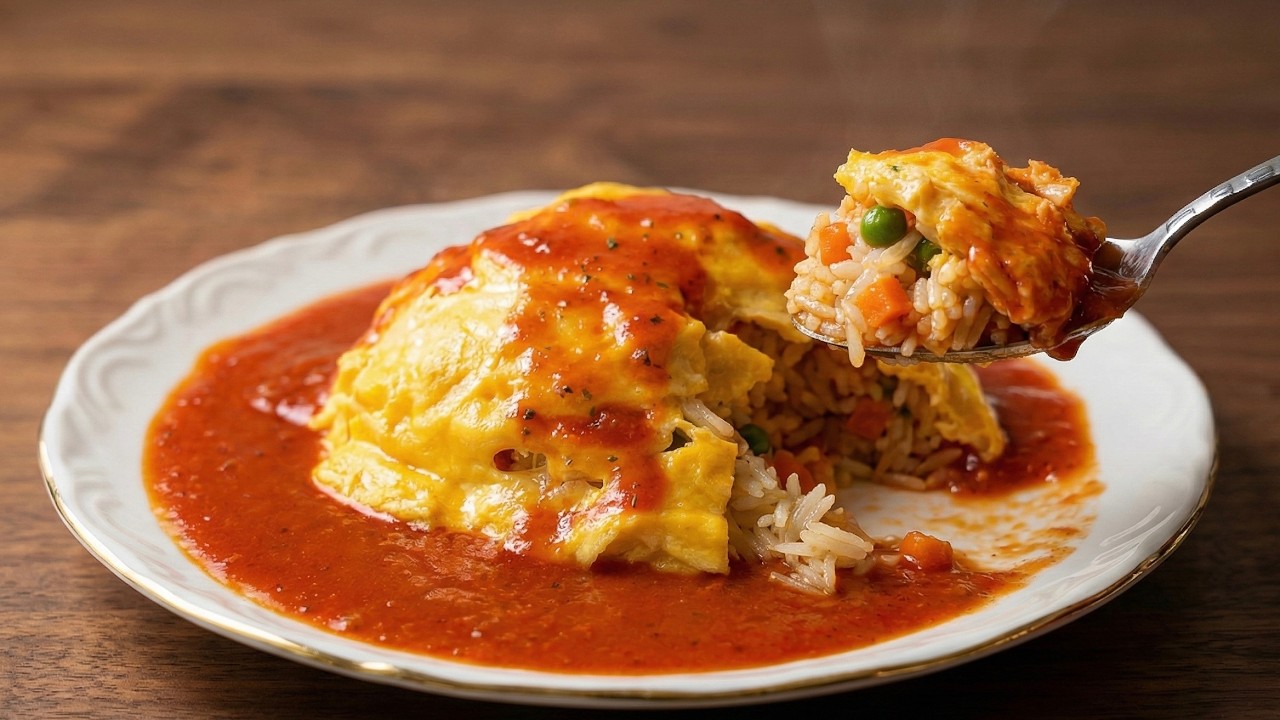 Korean Perfect Tornado Egg Omelette Rice 😋 Easy Beginner Method with Delicious Sauce🔥 - YouTube