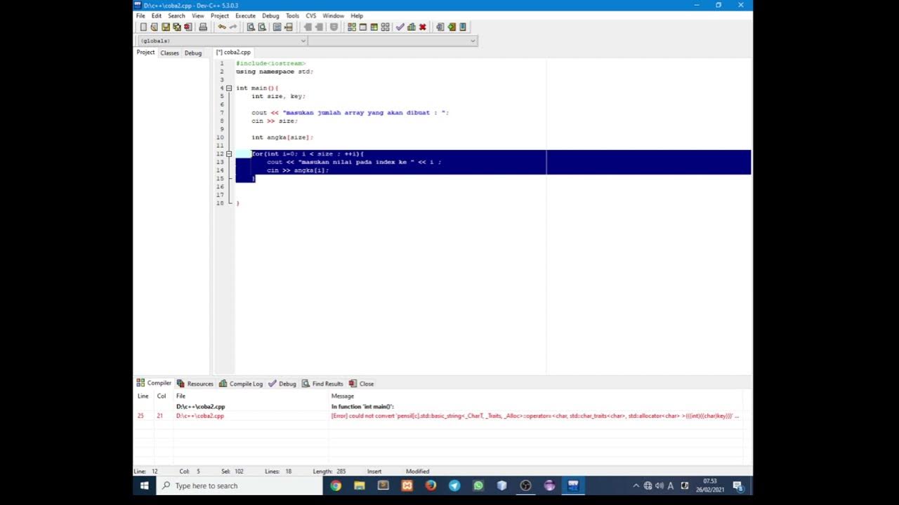 algoritma sequential searching di c++ - YouTube