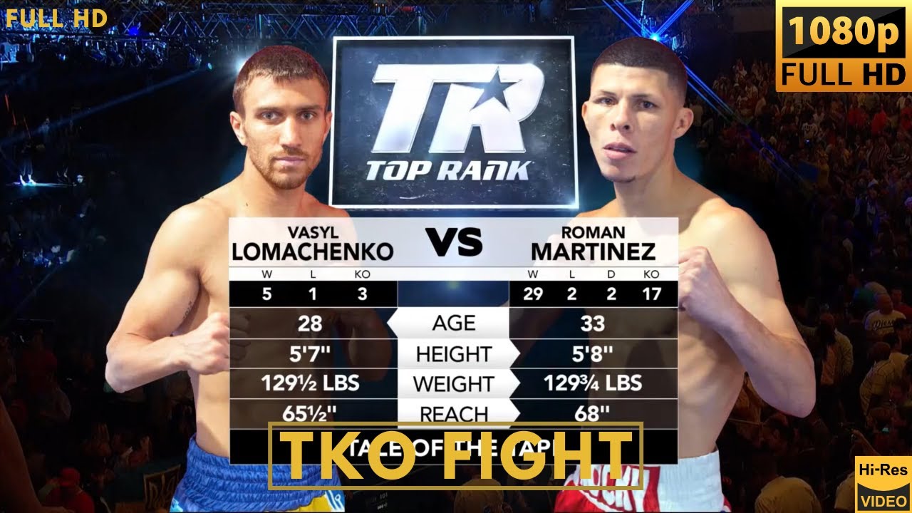 VASYL LOMACHENKO (UKRAINE) vs ROMAN MARTINEZ (PUERTO RICO) TKO FIGHT ...