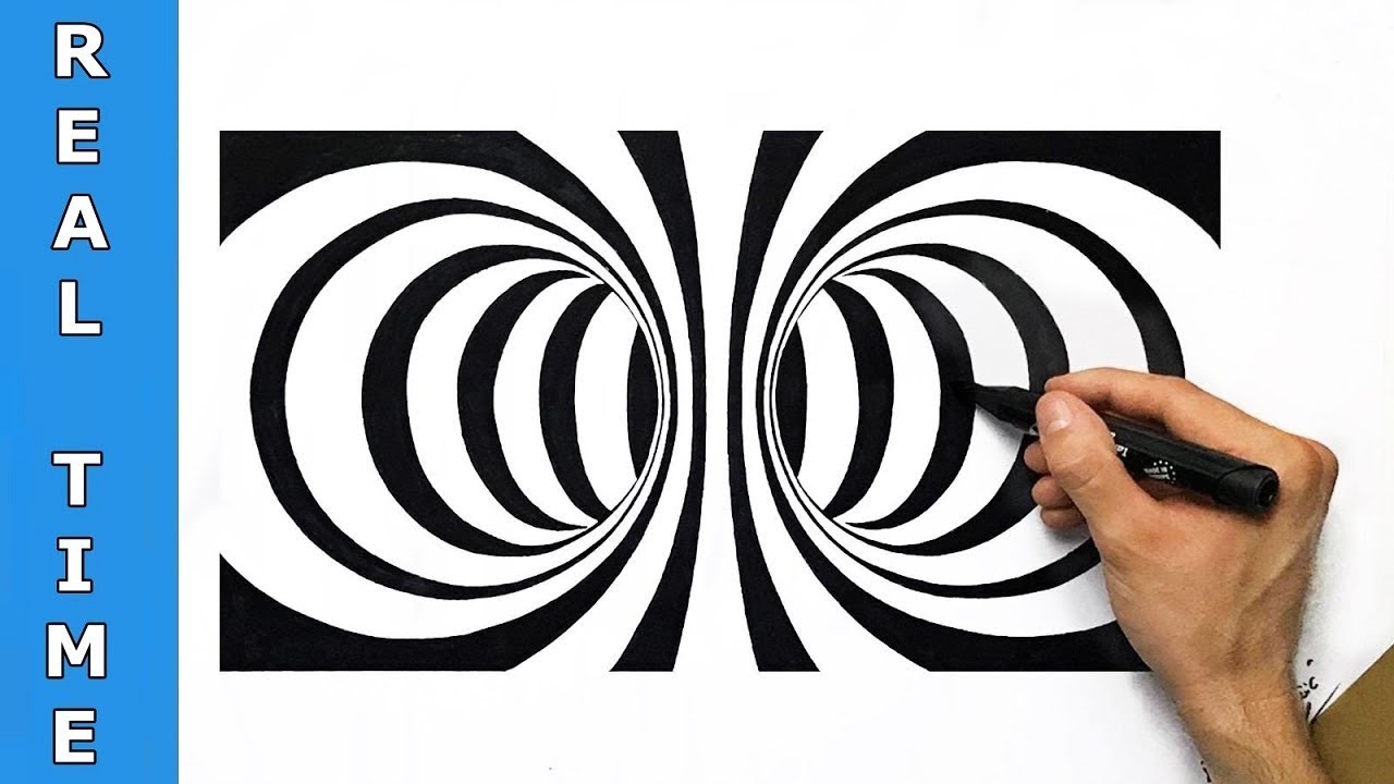 How To Draw 3D Optical Illusion Teleport Spiral Energy Tornado NO SPEED ...