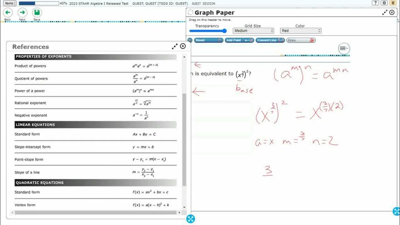 Algebra 1 STAAR Practice Laws of Exponents (A.11B - #20) - YouTube