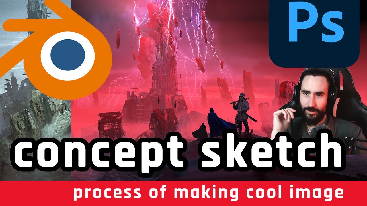 Make cool concept art with blender and photoshop - YouTube