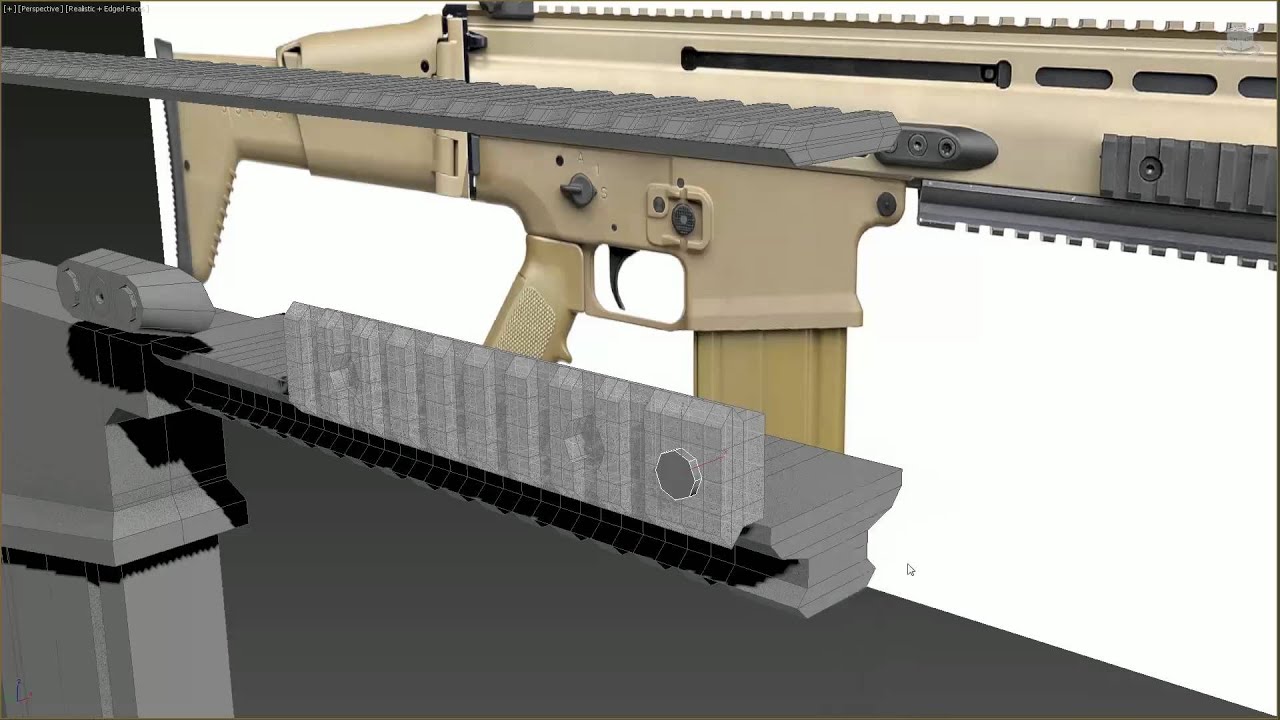Weapon Modeling : SCAR-H Detail Modeling Part 2 - YouTube