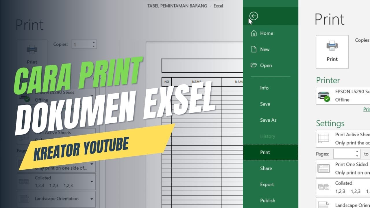 CARA PRINT DOKUMEN EXSEL - YouTube