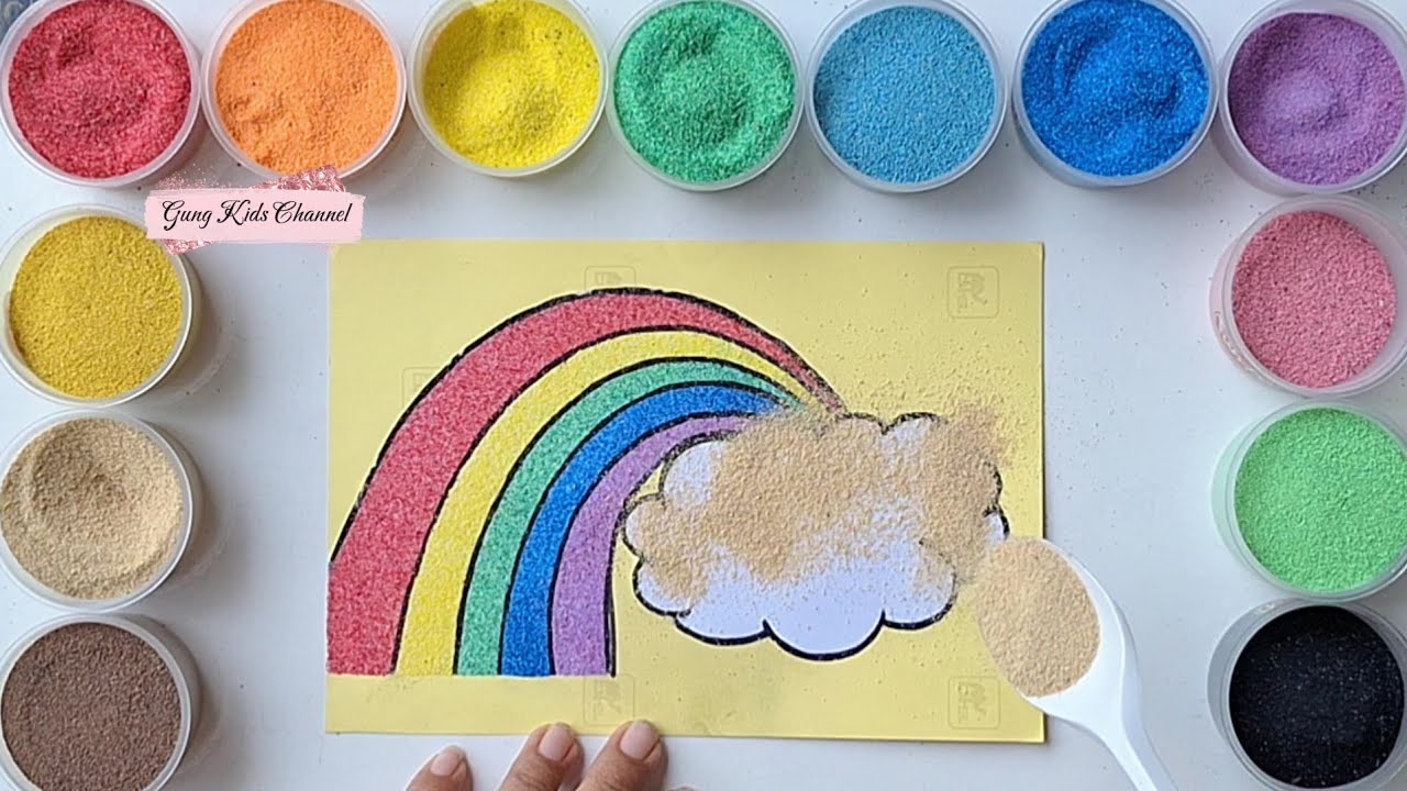 Colored Sand Painting a Rainbow // mewarnai lukisan pasir sebuah ...