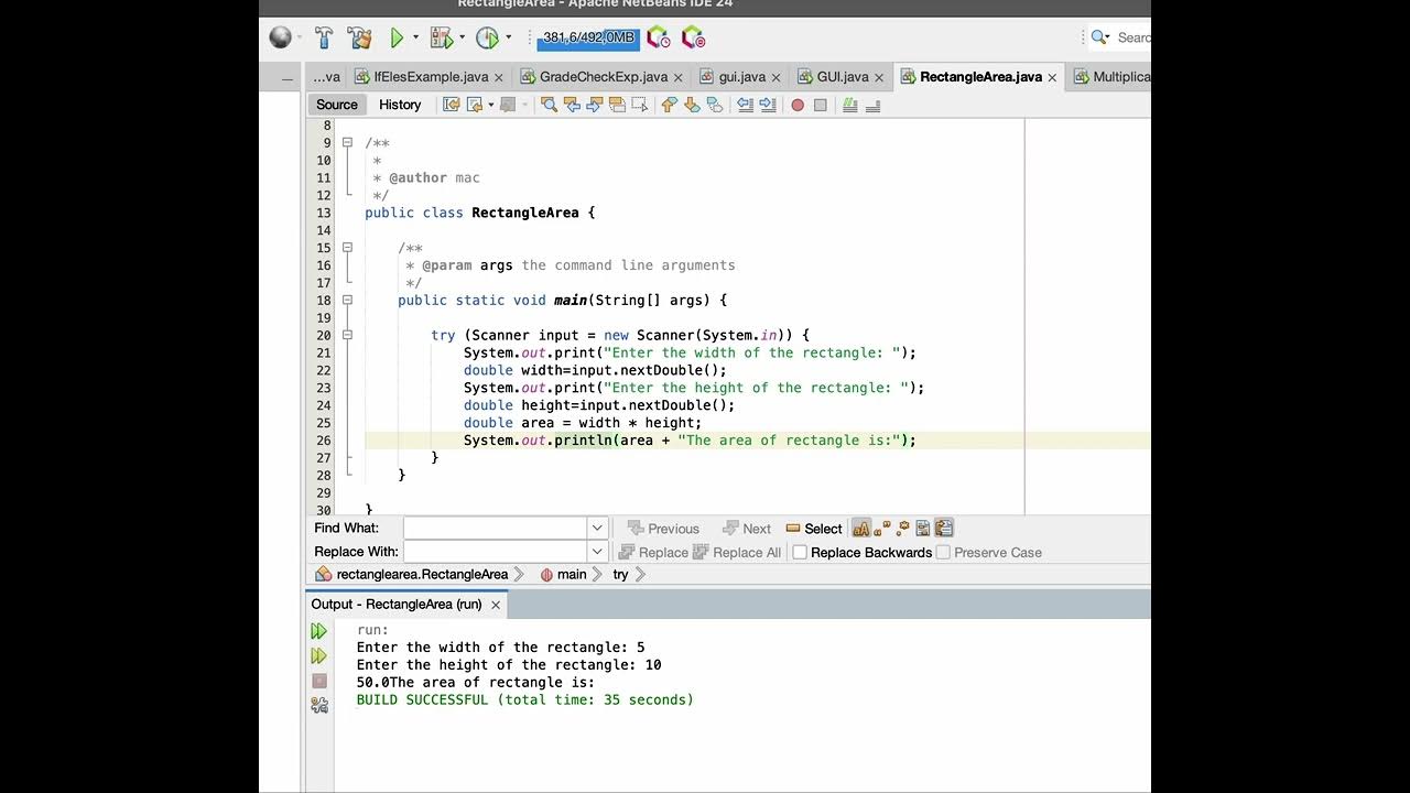presentation for area of rectangle using java - YouTube