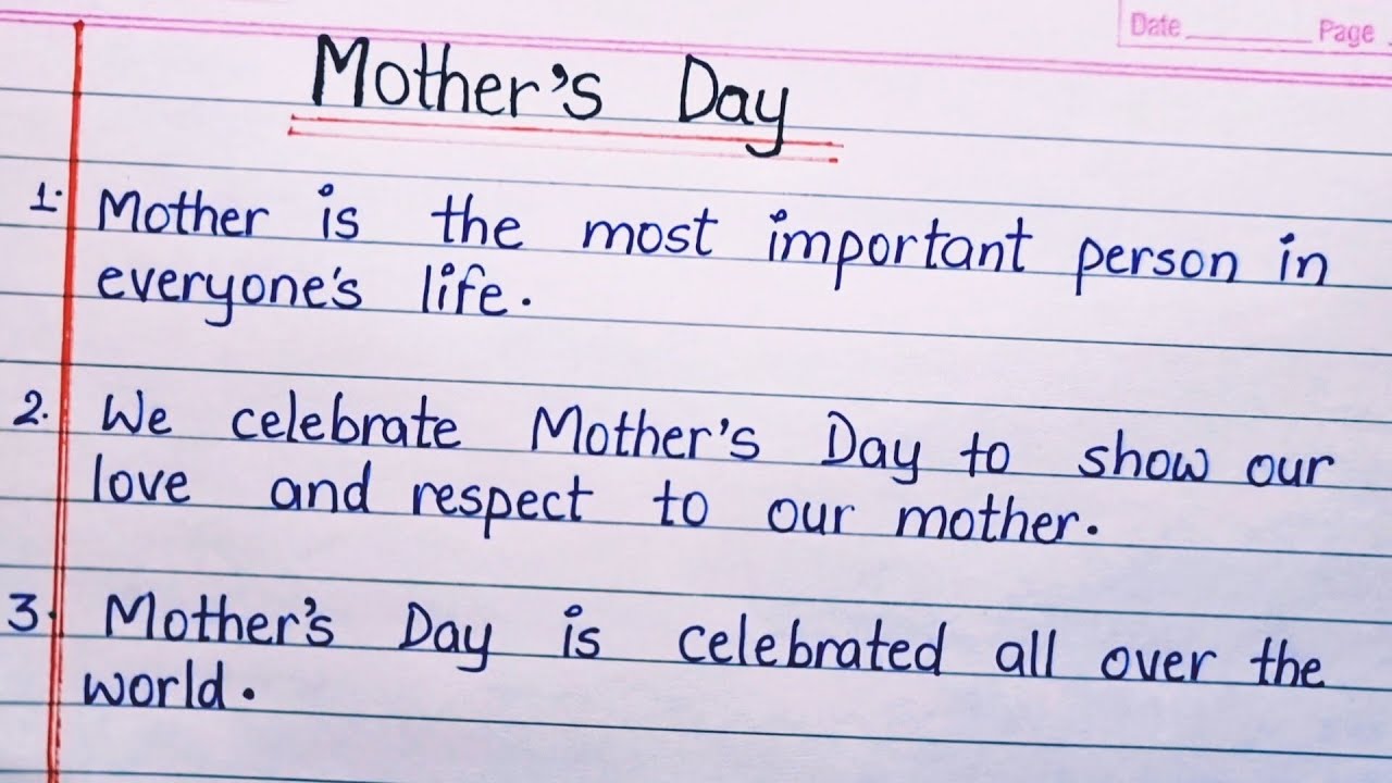 10 Lines On My Mother Essay Writing in English | My Mother 10 Lines ...