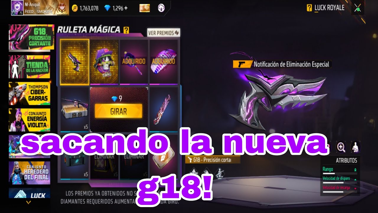 SACANDO LA NUEVA G18 PRESION CORTANTE FREE FIRE, RULETA MAGICA! - YouTube
