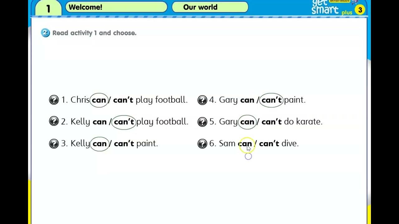 GET SMART 3 UNIT 1 WELCOME - PAGE 9 ACTIVITY (WITH ANSWERS) - YouTube