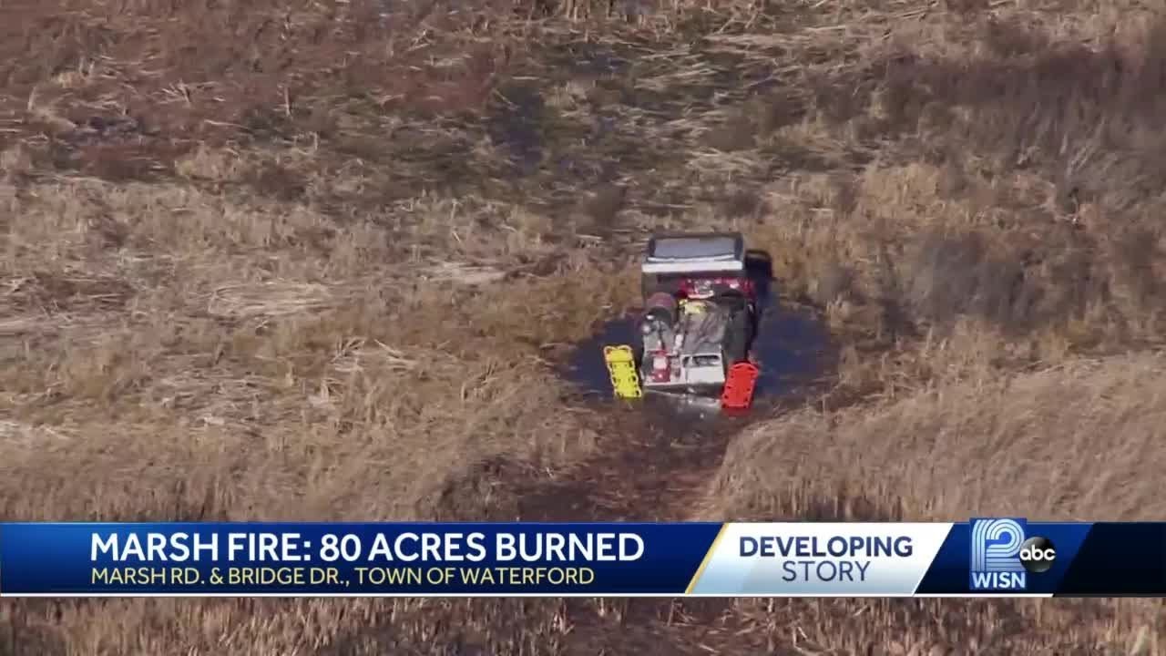 Fire burns 80 acres of Tichigan Marsh - YouTube