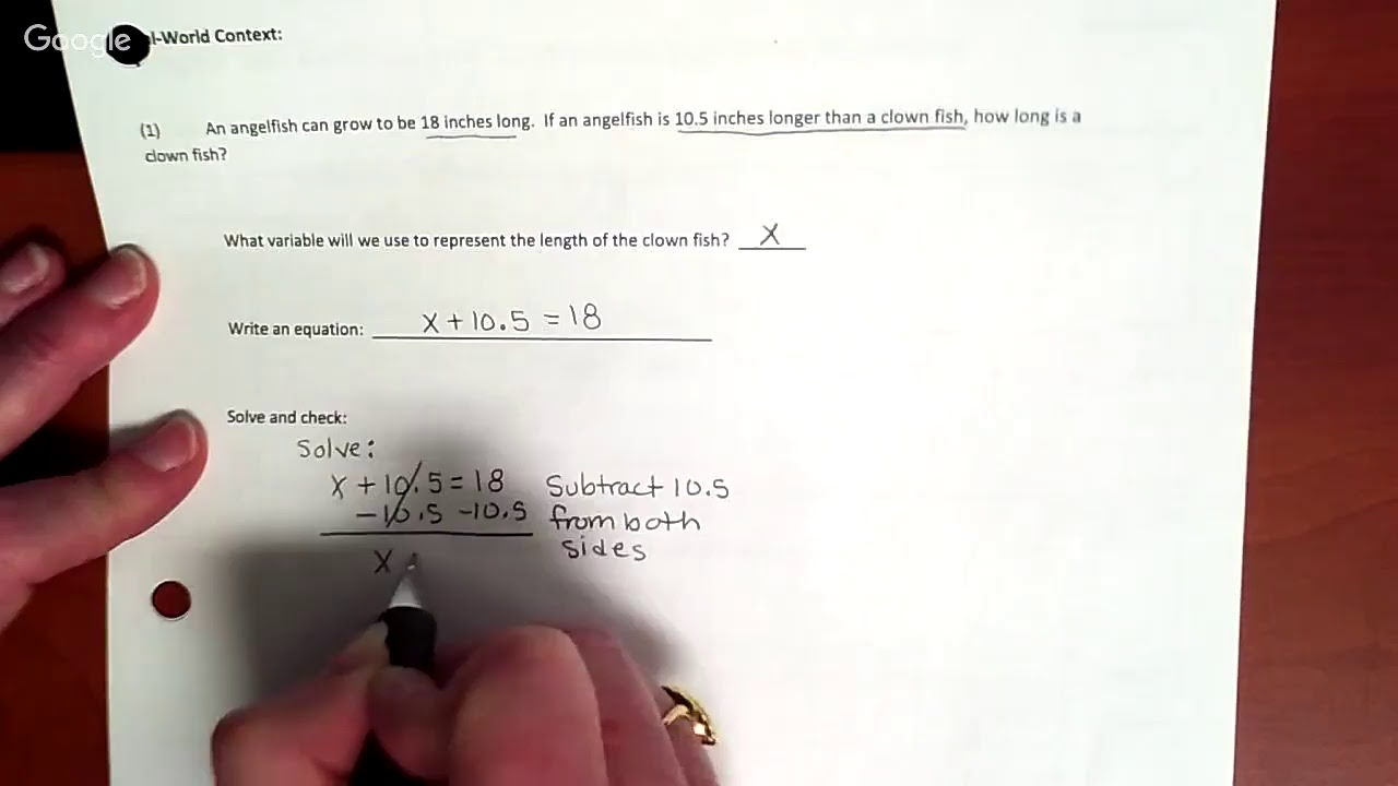 Module 3 - Math 7 - Lesson 12 - Addition and Subtraction One-Step ...