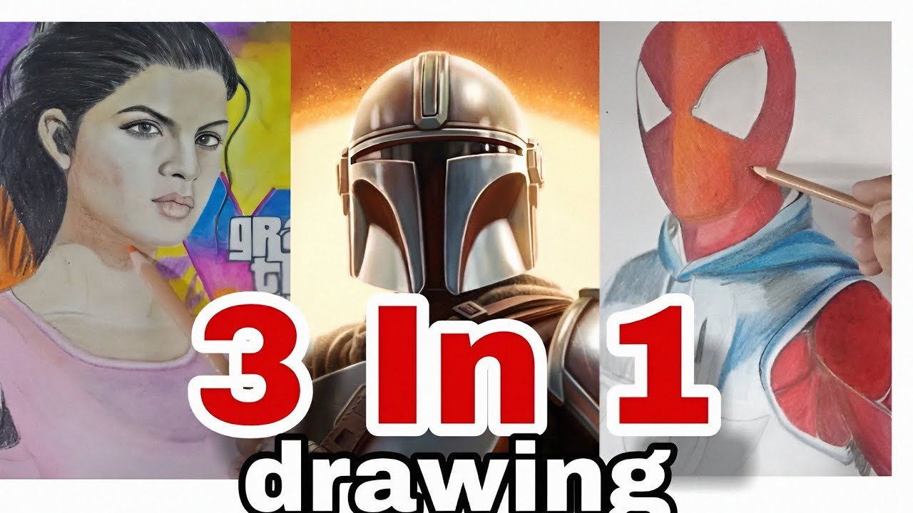 3 drawing in 1 How to draw gta 6 drawing ! draw mandalorian ! draw ...