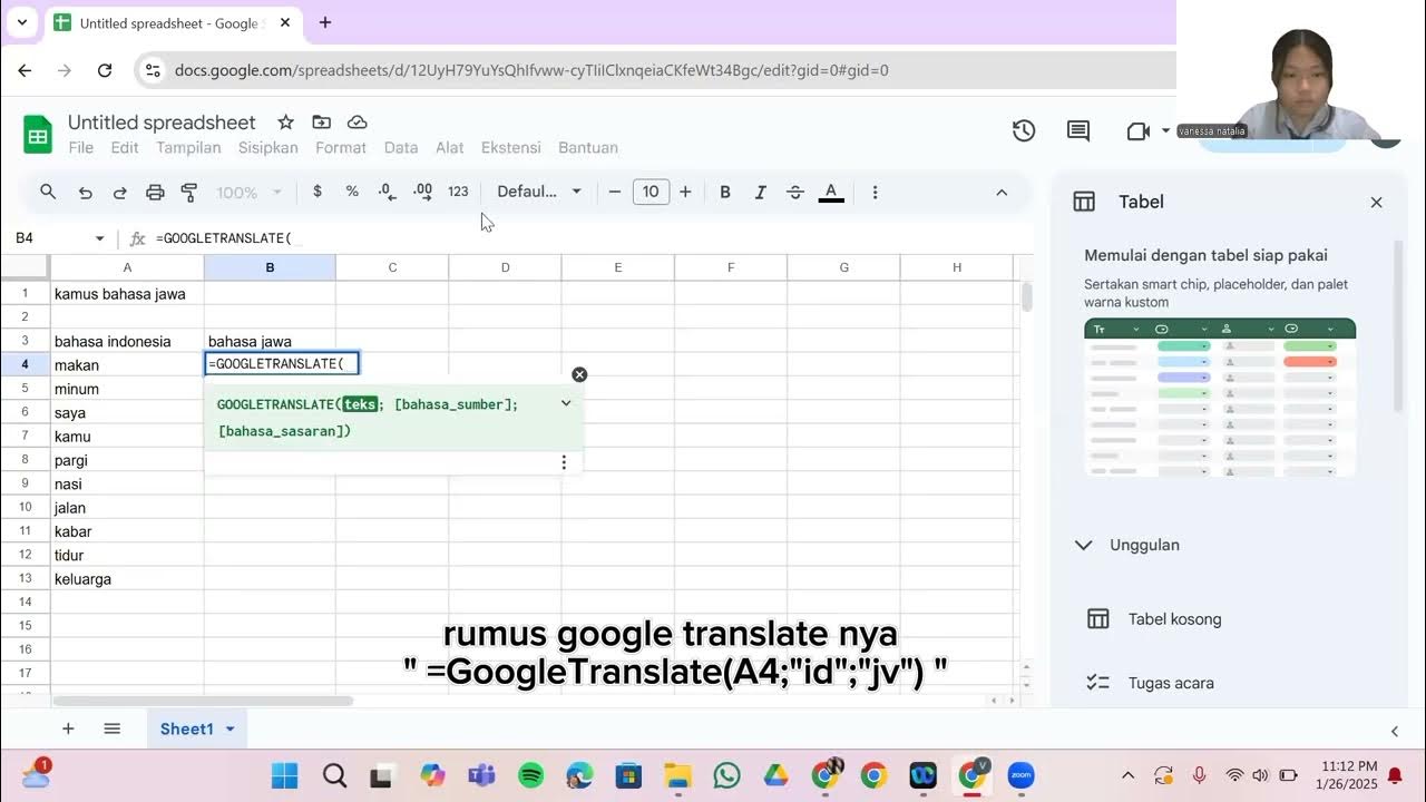 Membuat Kamus Bahasa Jawa Menggunakan Google Spreadsheet - YouTube