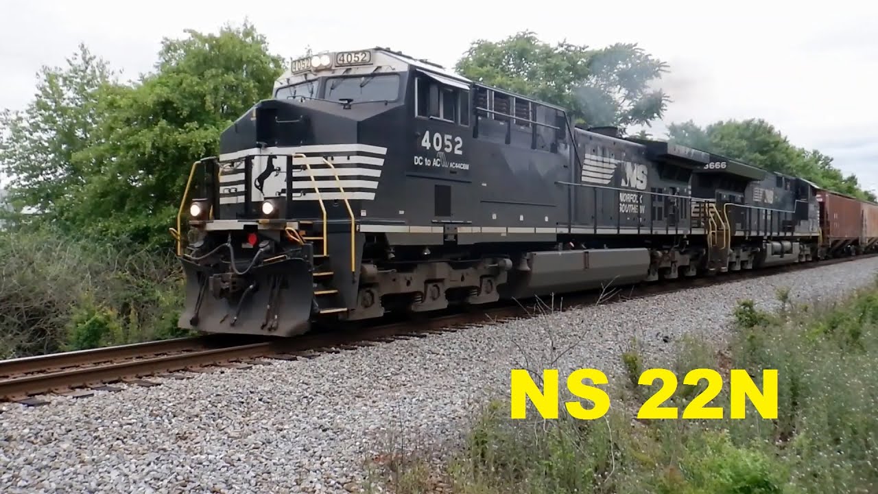 NS 22N Leaving Siding, Accelerating - AC44C6M DC to AC Conversion Leading - YouTube