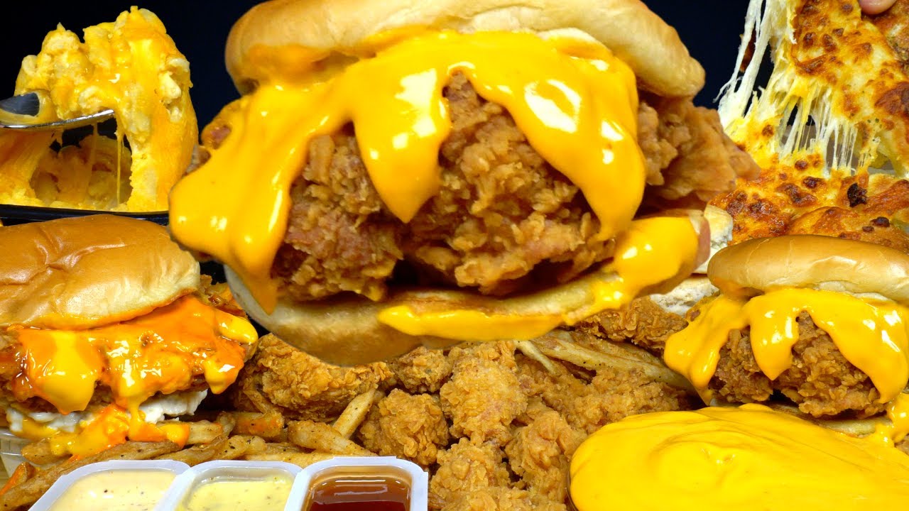 Asmr Mukbang Popeyes Chicken And Fries And Dominos Stuffed Cheesy Bread