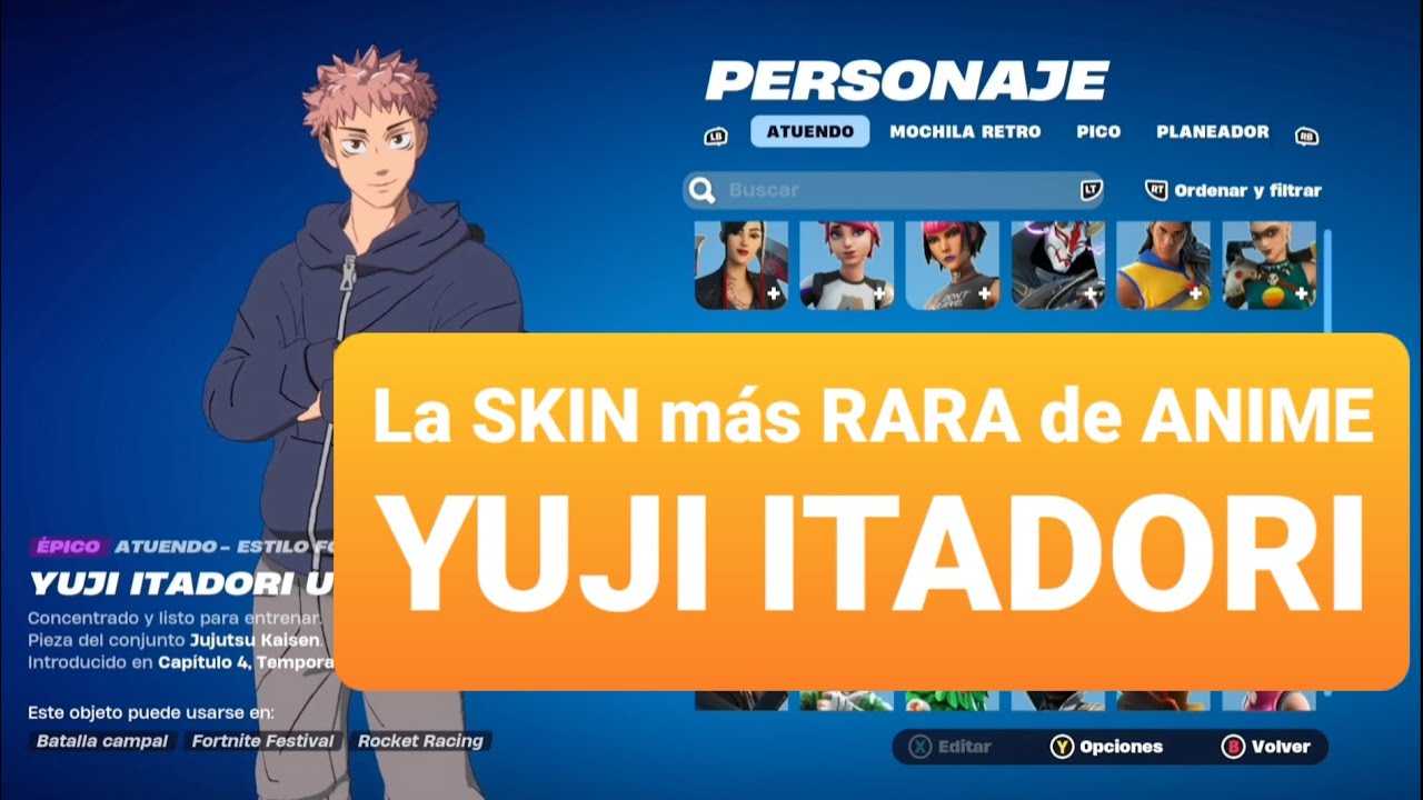 FORNITE Skin y review YUJI ITADORI ¿rara o exclusiva? - YouTube