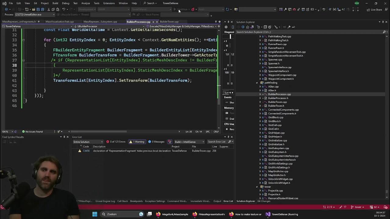 Fog explanation and MassRepresentation source code debug | Live coding TD game in Unreal engine ...