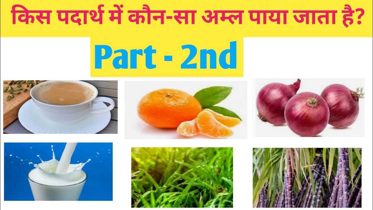 किस पदार्थ में कौन-सा अम्ल पाया जाता है?|अम्ल के स्रोत|kis padarth me ...