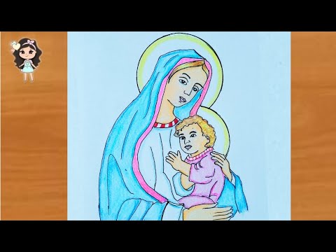 Mother Mary with Rosary drawing| How to draw mother mary easy | Rosary ...