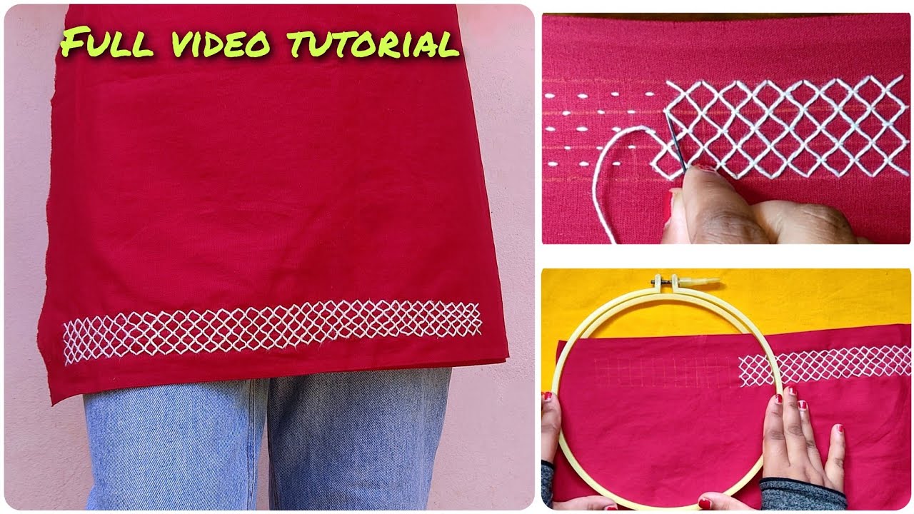 Amazing needle work on Kurtis || Hand embroidery / Embroidery Kurti ...