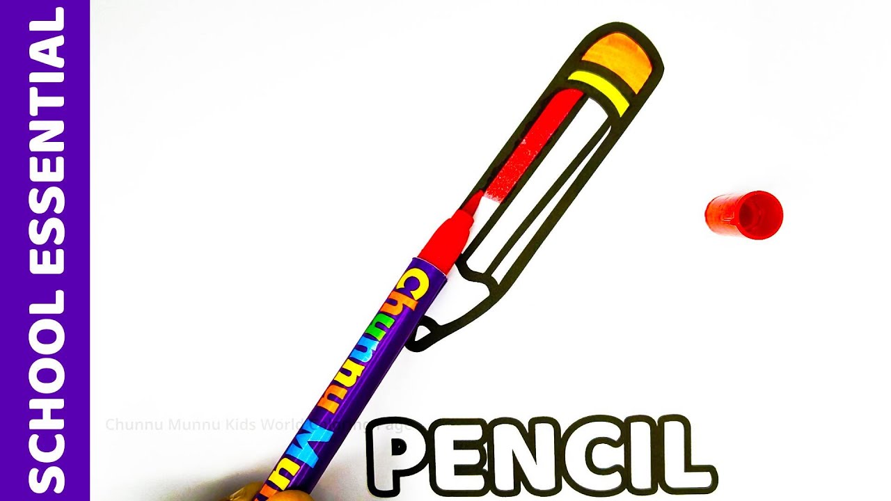Pencil Coloring for Kids | Learn School Essentials | Easy Drawing for ...
