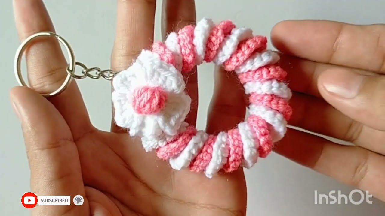 crochet flower keychain/crochet keychain/how to make crochet keychain ...