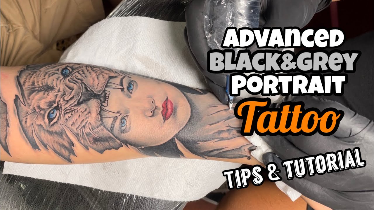ADVANCED BLACK&GREY PORTRAIT TATTOO TUTORIAL - YouTube