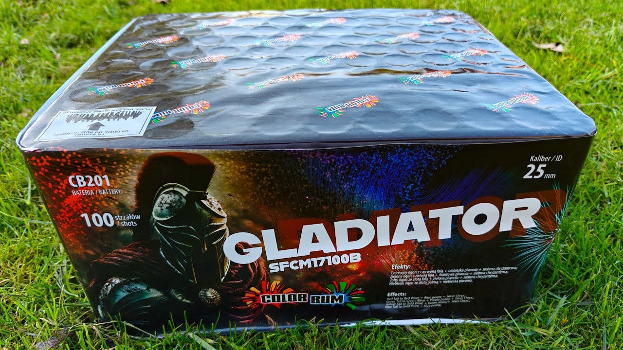 Wyrzutnia Pol-Expance COLOR BUM GLADIATOR CB201 - 100 strzałów, kaliber 25mm Fireworks - YouTube