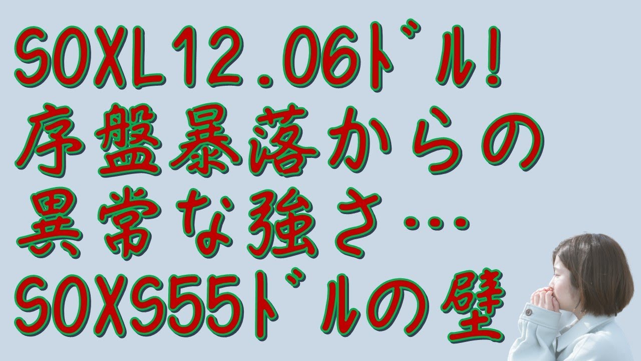 第227回目SOXL12.06ﾄﾞﾙ！市場暴落！からのﾊﾟｲｾﾝ異常な回復劇！！！SOXS55ドルの壁厚すぎ - YouTube