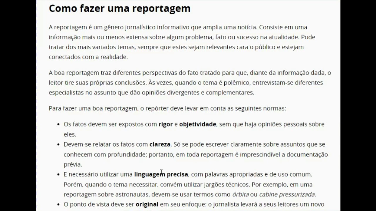 PRODUÇÃO DE TEXTO REPORTAGEM - YouTube