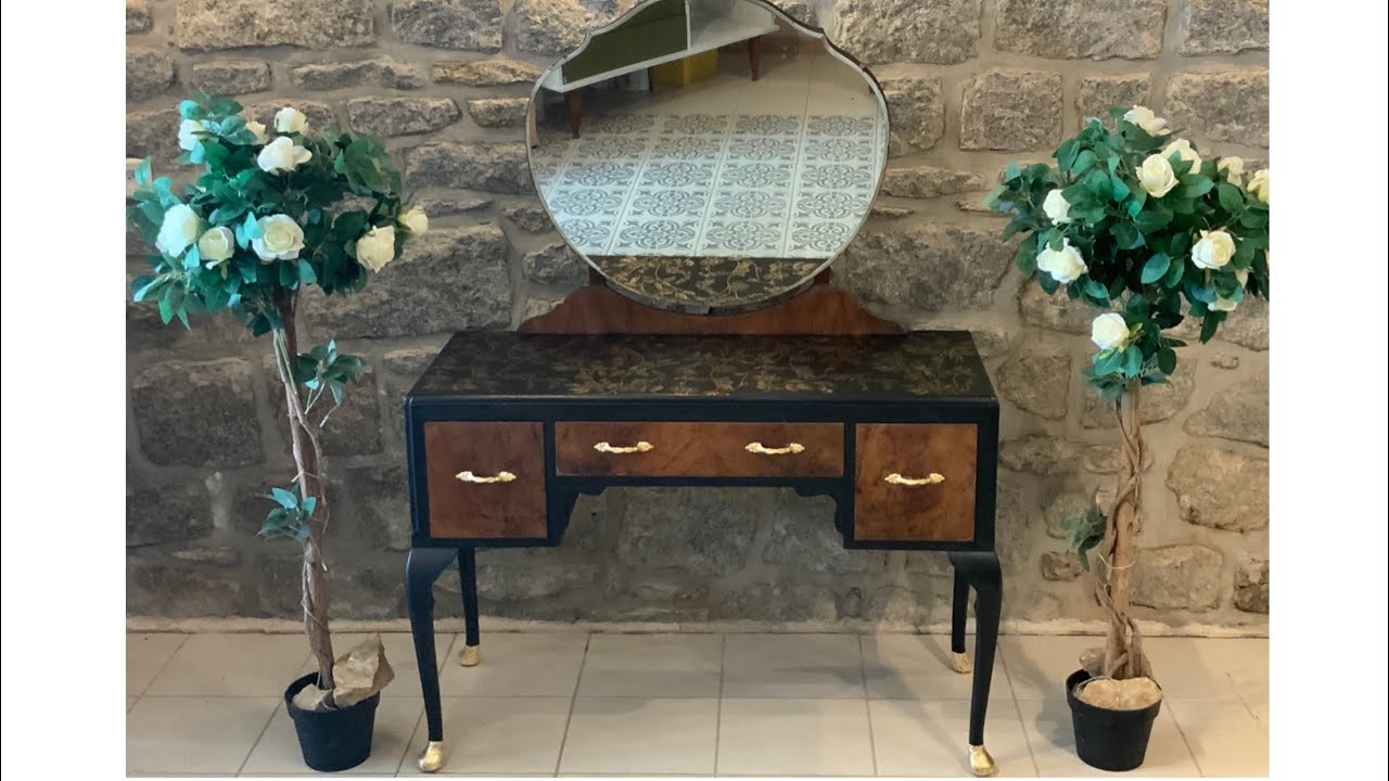GOLD LEAF AND GOLD TRANSFER - UPCYCLED DRESSING TABLE - YouTube