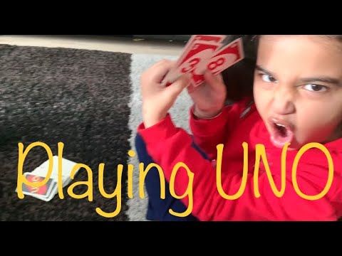 5 year old child playing amazing UNO card game with rules | UNO ...