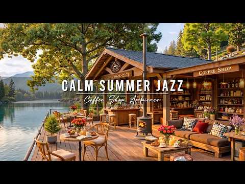 Calm Summer Jazz by the Lake 🌞 Outdoor Cafe Ambience with Relaxing Jazz Background Music to Study