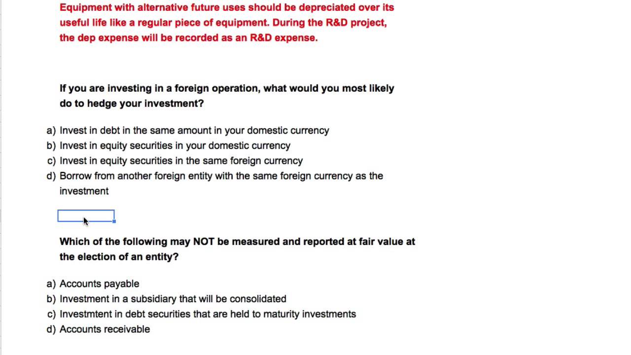 FAR Practice Questions: R&D Equipment, Foreign Investments - YouTube