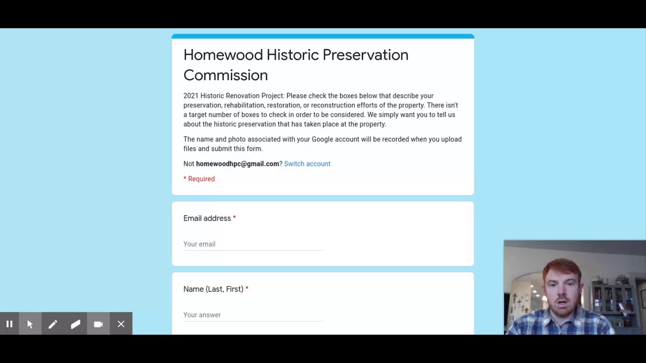 Homewood Historic Preservation Commission Google Form 2021 - YouTube
