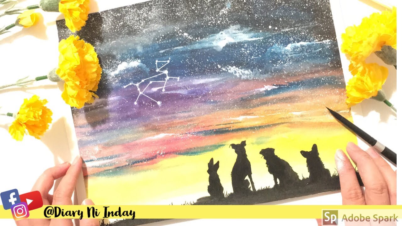 Watercolor || Galaxy Sunset || Constellation - YouTube