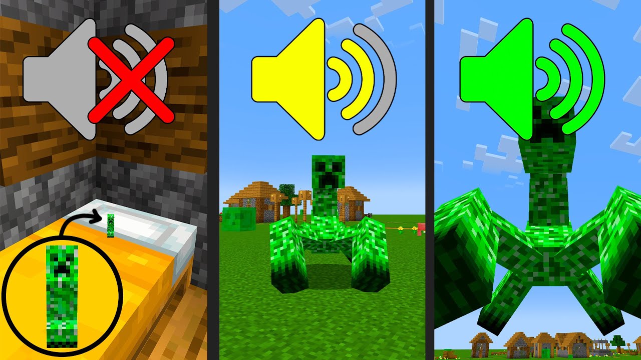 minecraft: creeper with different volume - YouTube