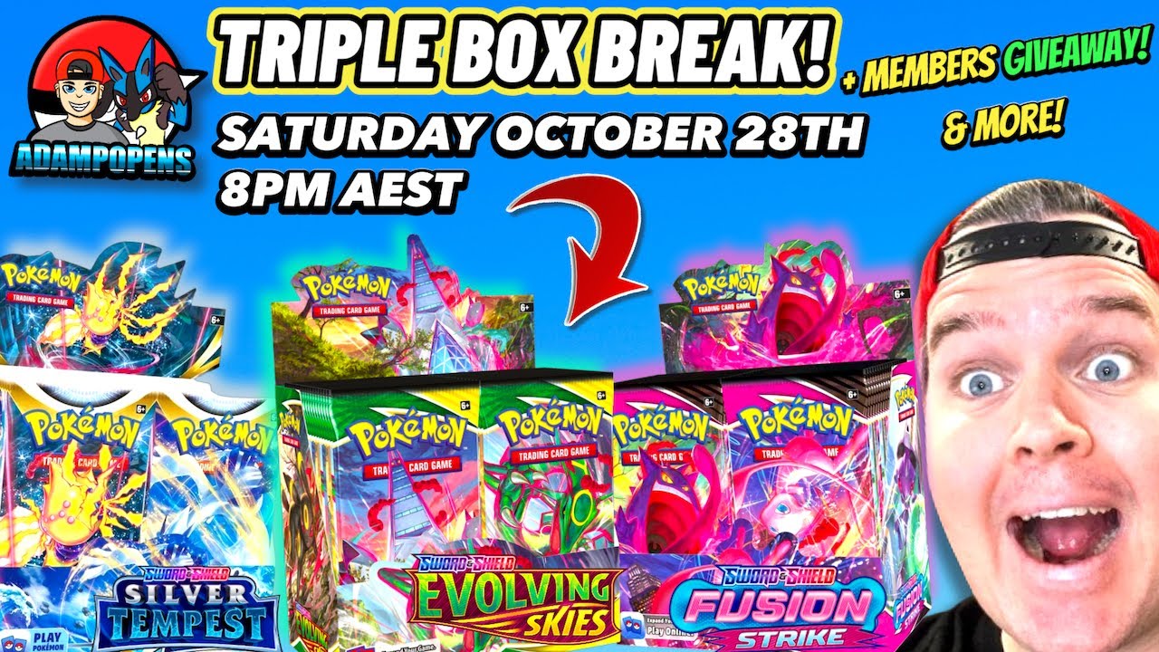 [LIVE] 🔴 Triple Break! Evolving Skies, Silver Tempest & Fusion Strike ...