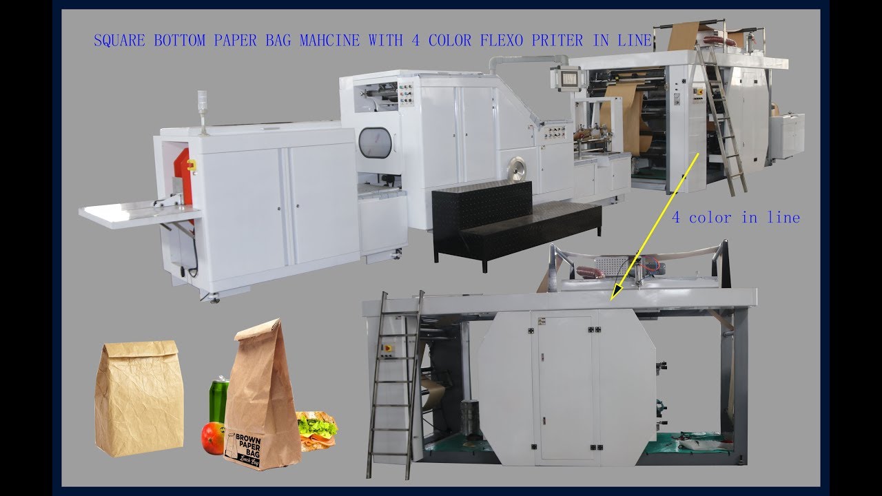 paper bag making machine speed adjustable with 4 color in line - YouTube