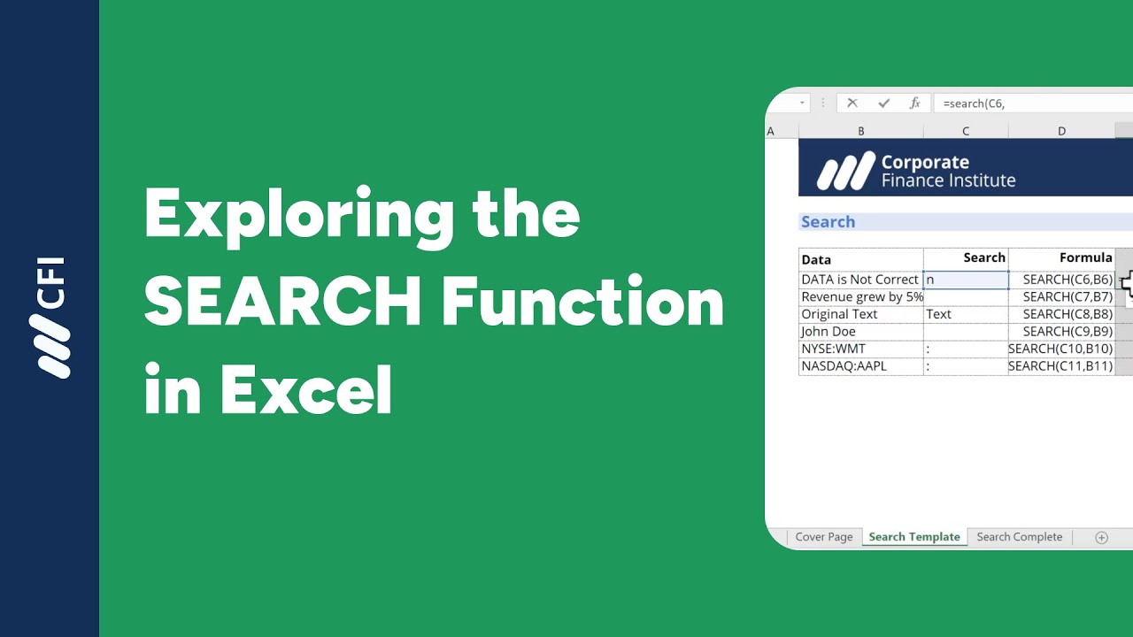 How to use the SEARCH Function in Excel - YouTube