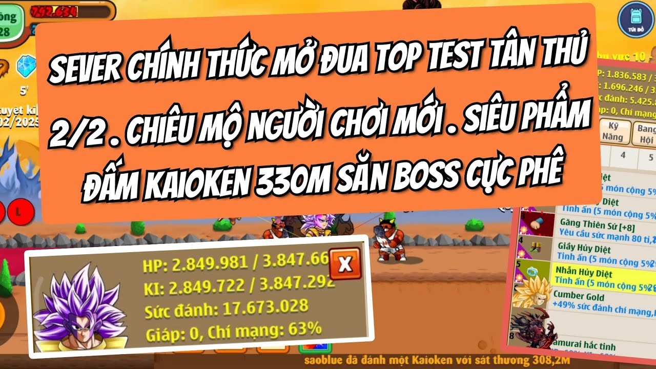 Nro | Top 1 Đấm Kaioken 330M Săn boss cực phê . Sever Mở Ngày Hôm Nay 2 ...