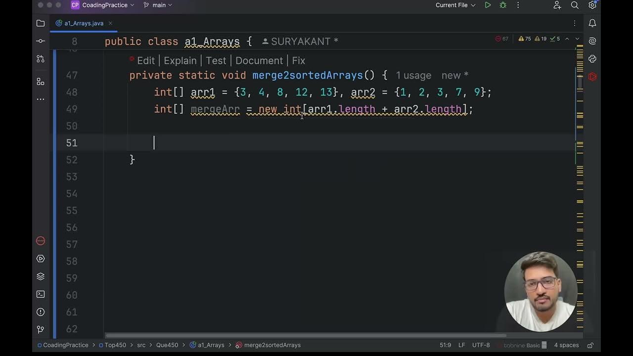 Merge 2 Sorted Arrays | Q12 | Array | Love Babbar DSA Sheet 450 - YouTube