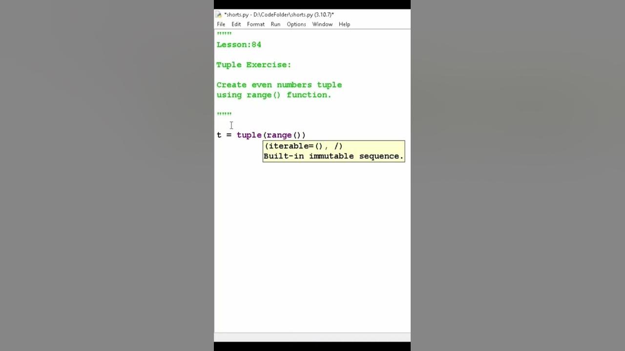 Python Trick To Create Even Numbers Tuple Shorts Coding Python Pythontuple Pythontricks 