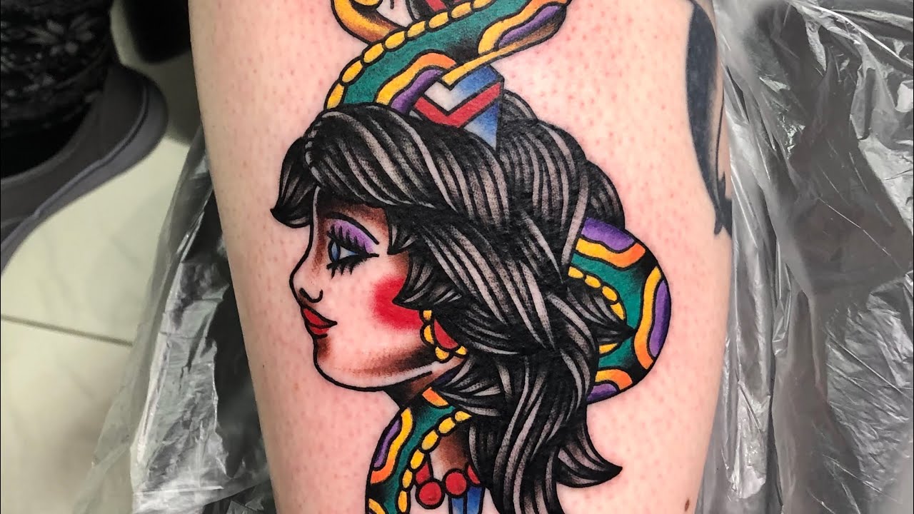 Traditional Pin up with Snake Tattoo - YouTube