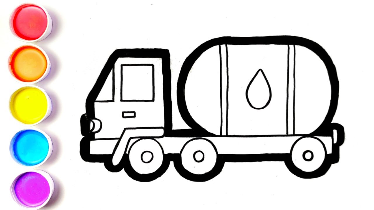 Drawing, Coloring, Water Tanker for Kids And Toddlers | Gadi wala video ...